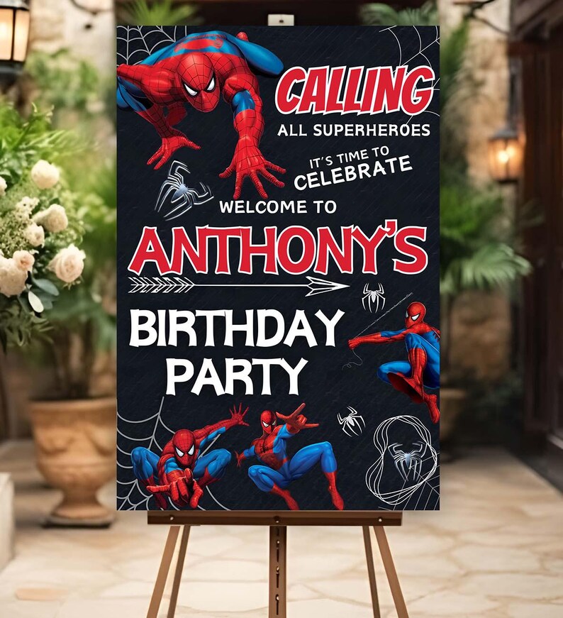 Editable Spiderman Birthday Welcome Sign Template, Spidey Sign Board ...