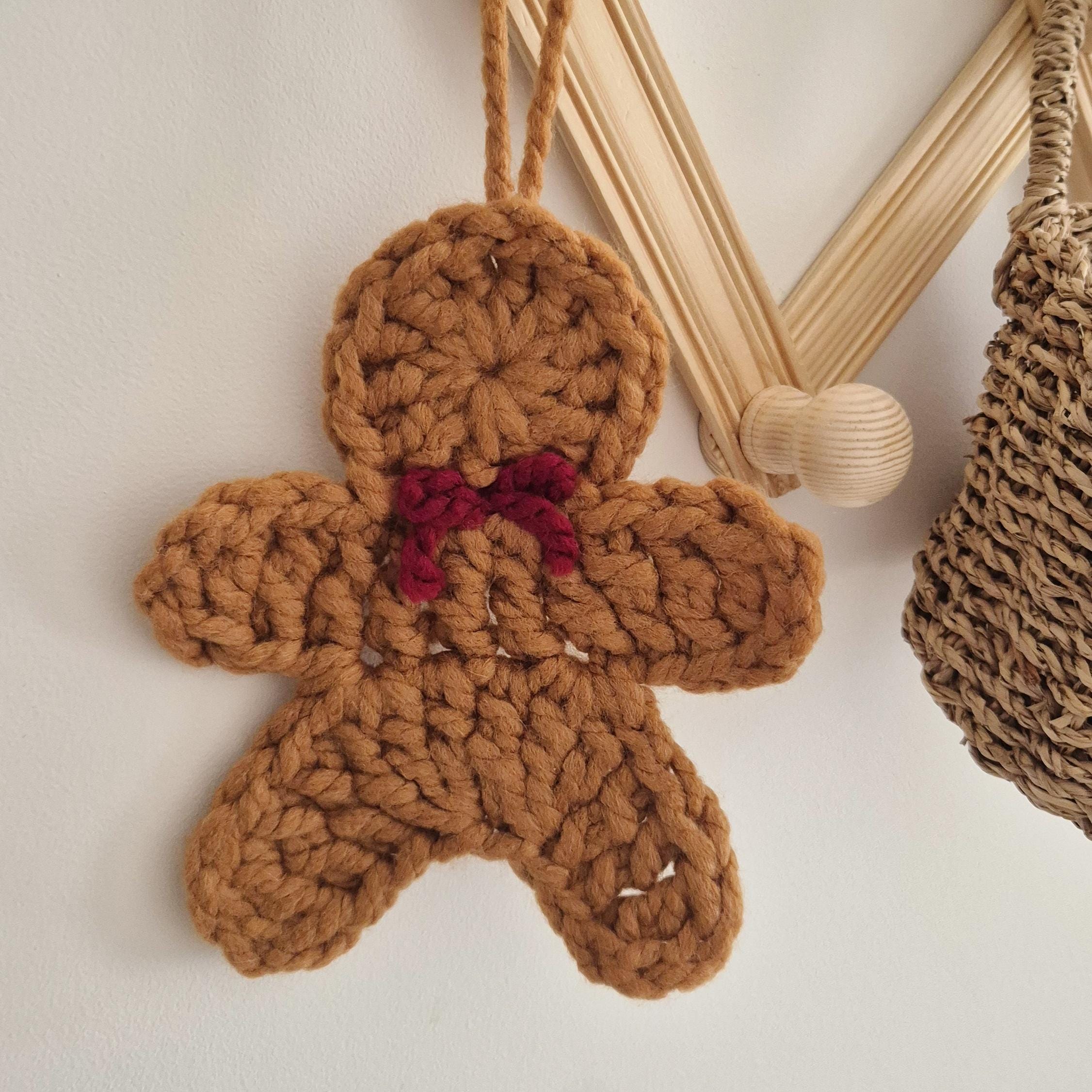 Gingerbread Man Crochet Pattern Christmas Ornament Coaster Applique ...