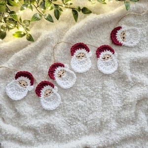 Santa Crochet Pattern Christmas Ornament Coaster Applique Garland ...