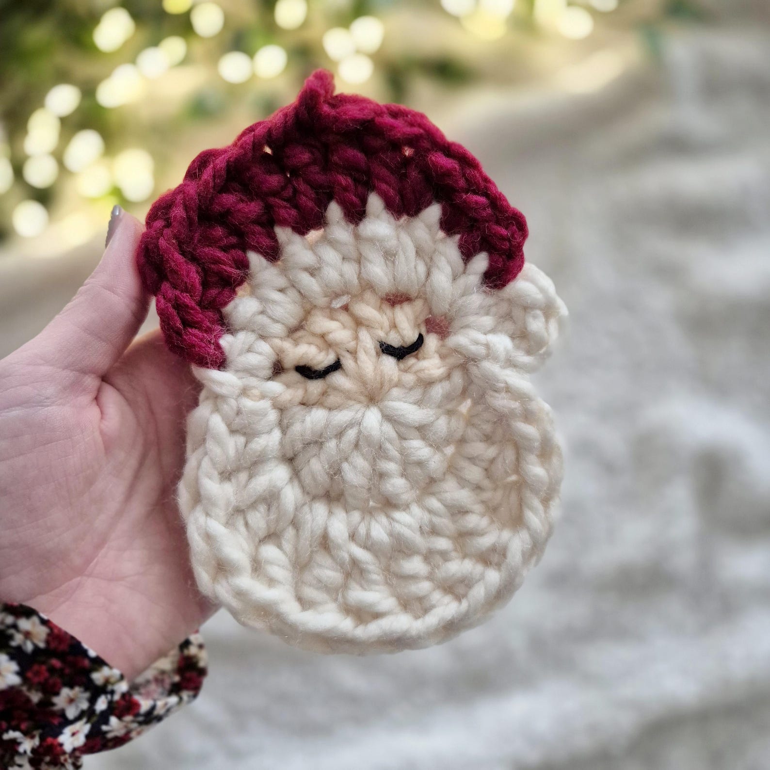 Santa Crochet Pattern Christmas Ornament Coaster Applique Garland ...