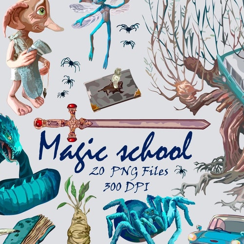 Clipart School of Magic Set of Magic Elements Magic Clipart - Etsy