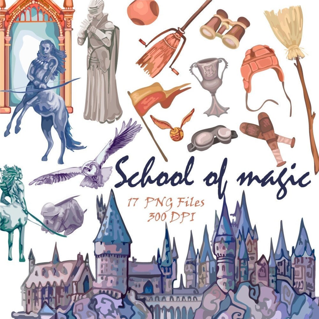 Magic School-clipart School of Magic-set of Magic Elements-owl-castle ...