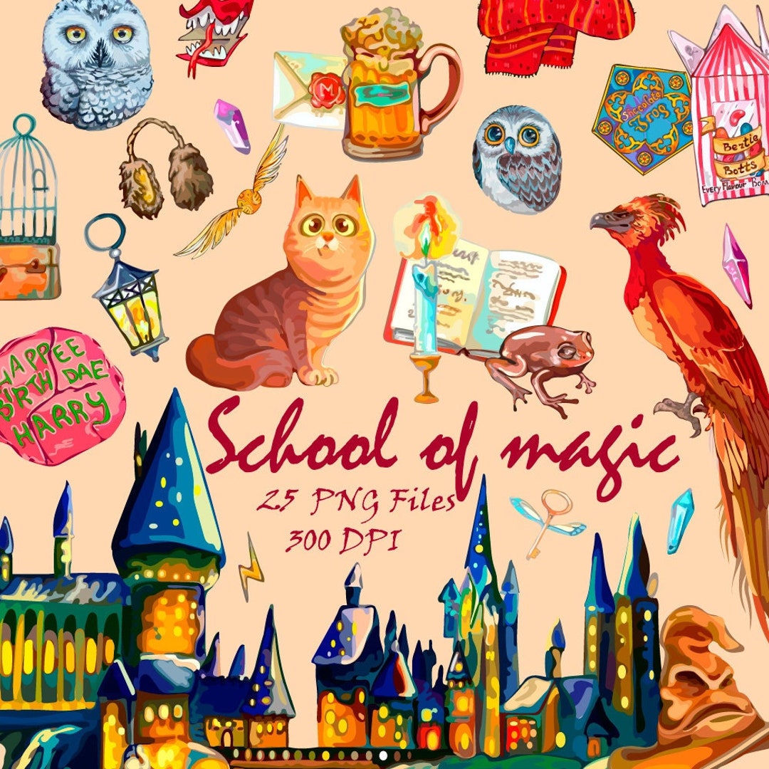 Clipart School of Magic Set of Magic Elements - Etsy