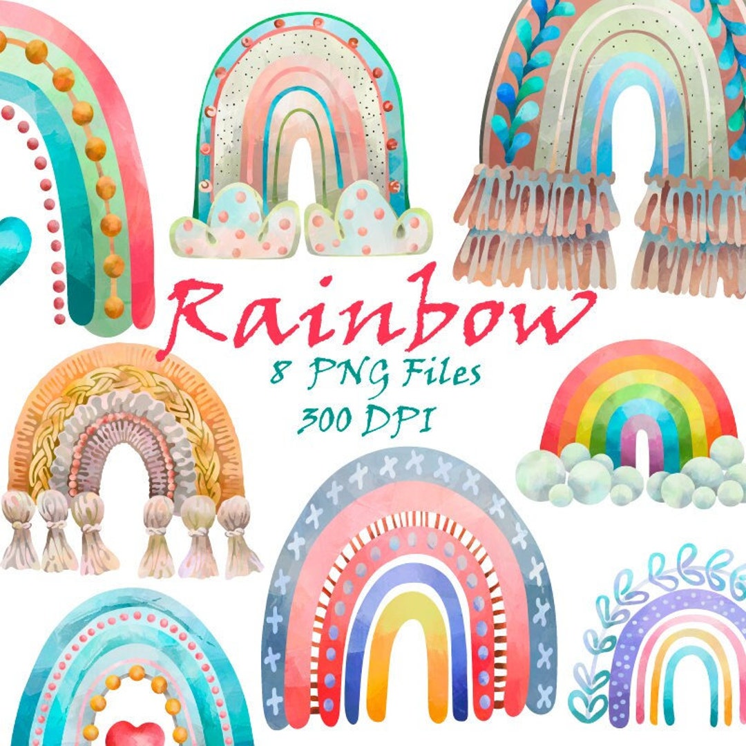 Rainbow Image-rainbow-watercolor-clipart-instant-download-clouds-png ...