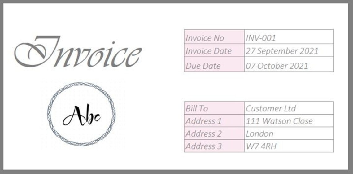 Invoice Template Form Freelancer Hours Billed Excel Instant Digital ...