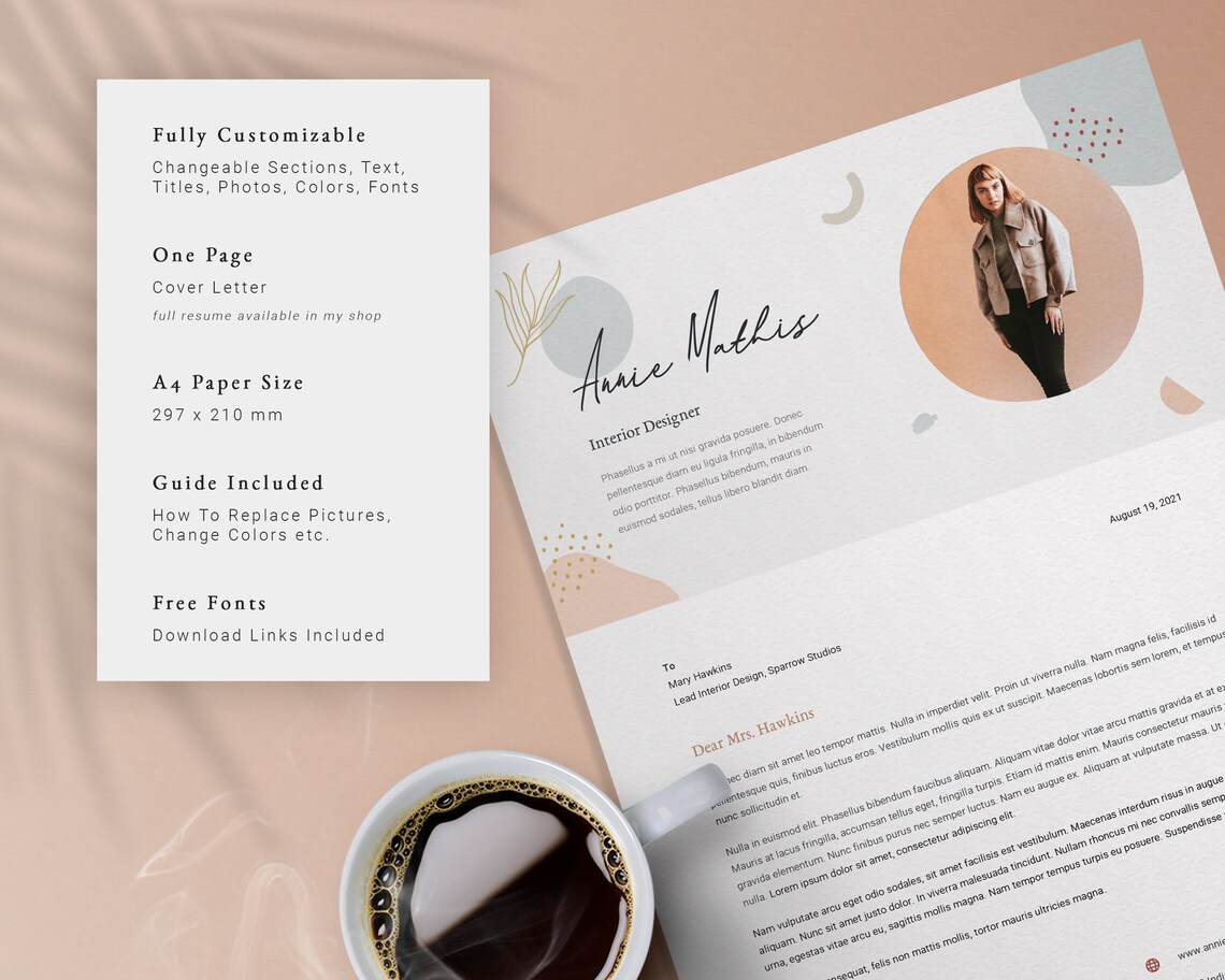 Cover Letter Template for Microsoft Word | A4 Size One Page Application ...
