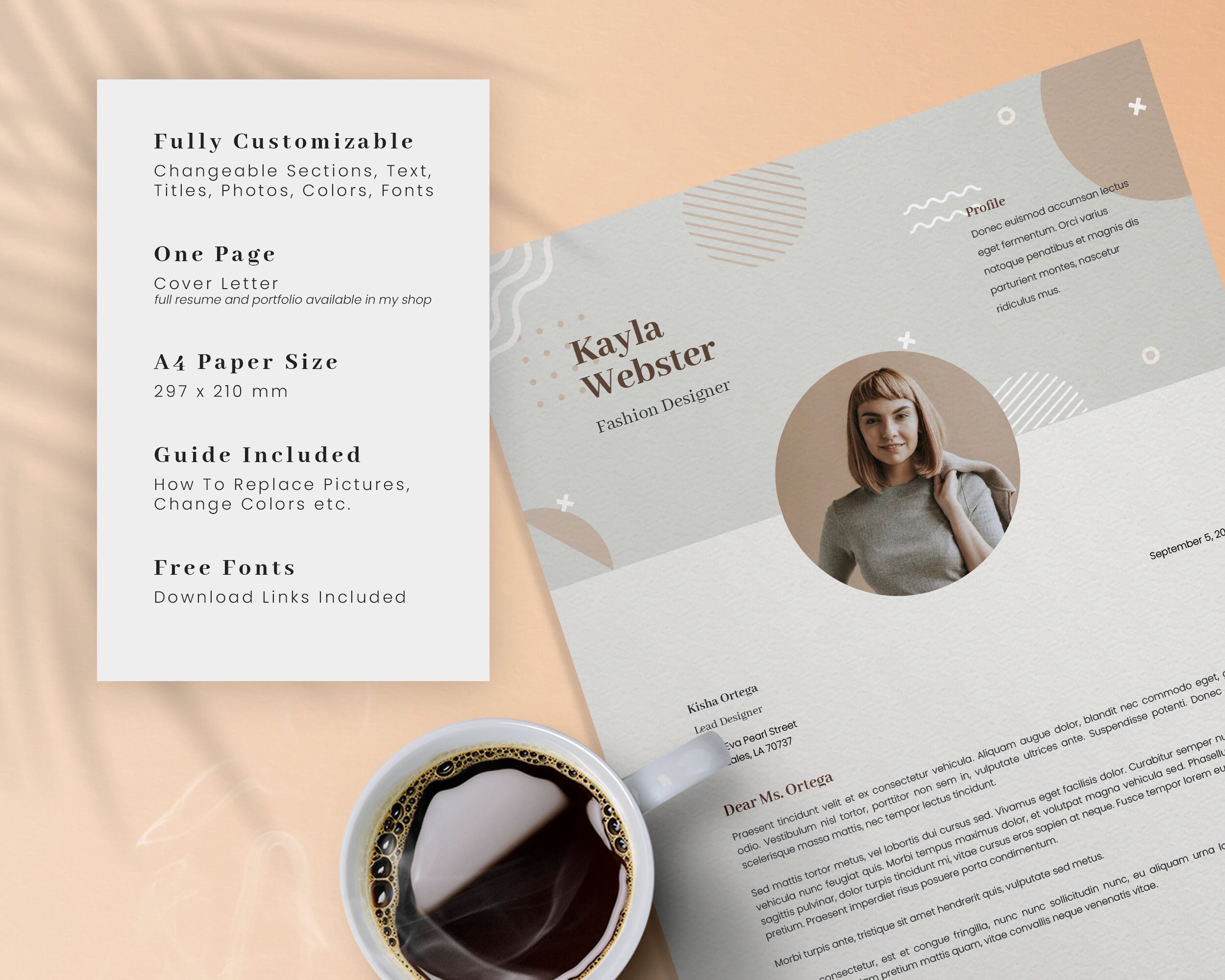 Cover Letter Template for Microsoft Word US Letter Size One Page ...