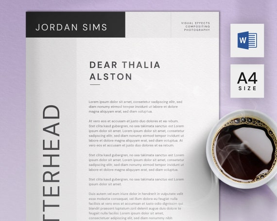 Cover Letter Template for Microsoft Word A4 Size One Page - Etsy