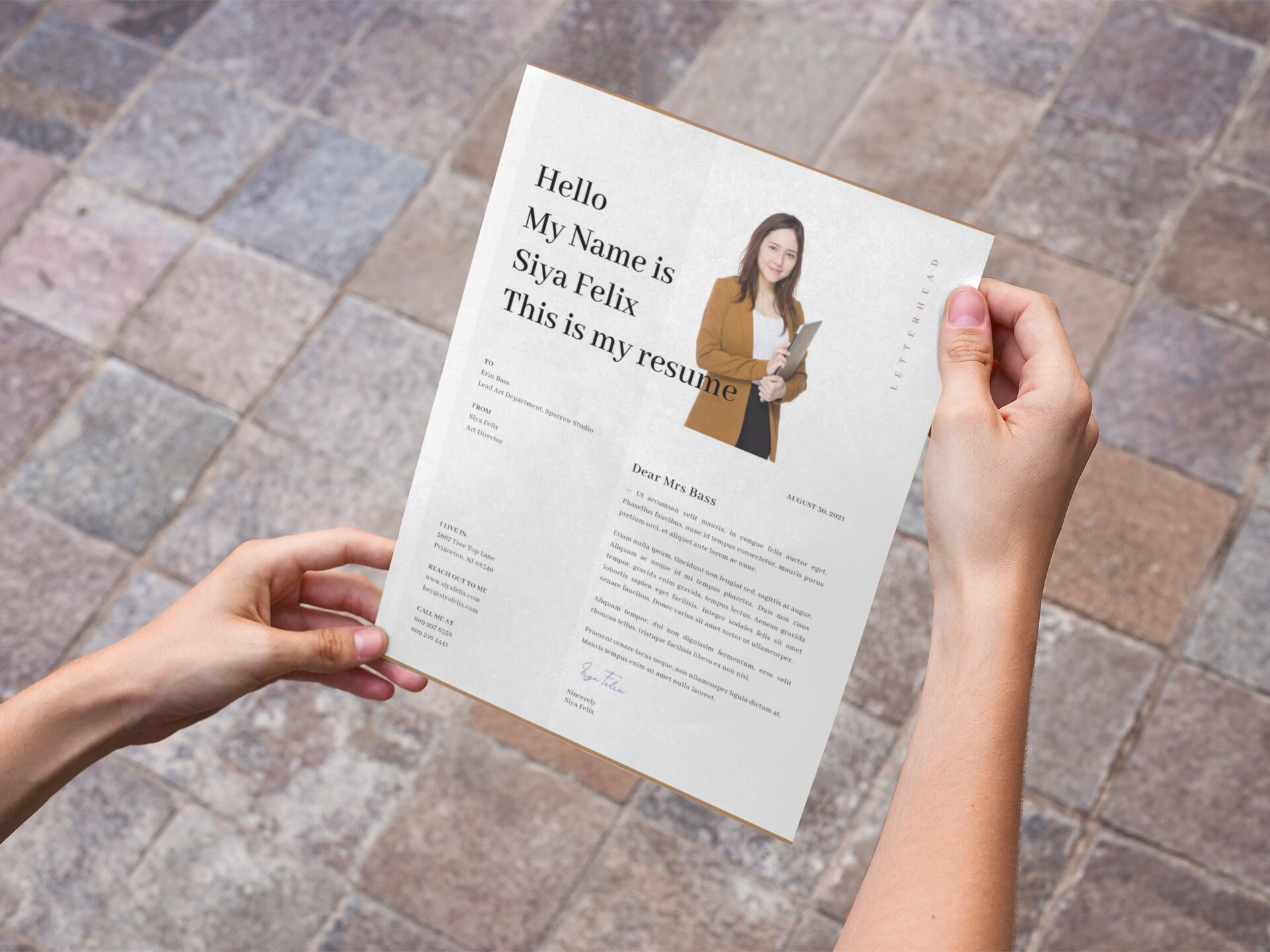 Professional Cover Letter Template With Photo | 1 Page US Letter Size ...