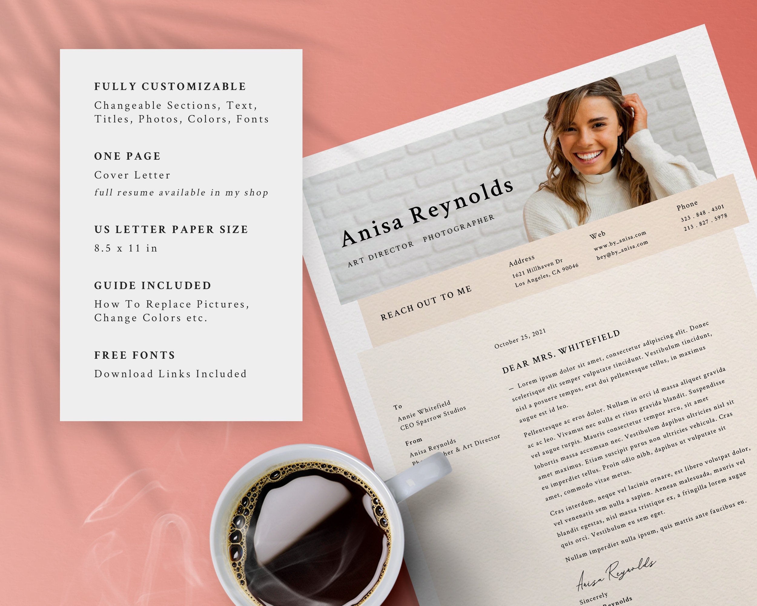 Cover Letter Template for Microsoft Word | US Letter Size One Page ...