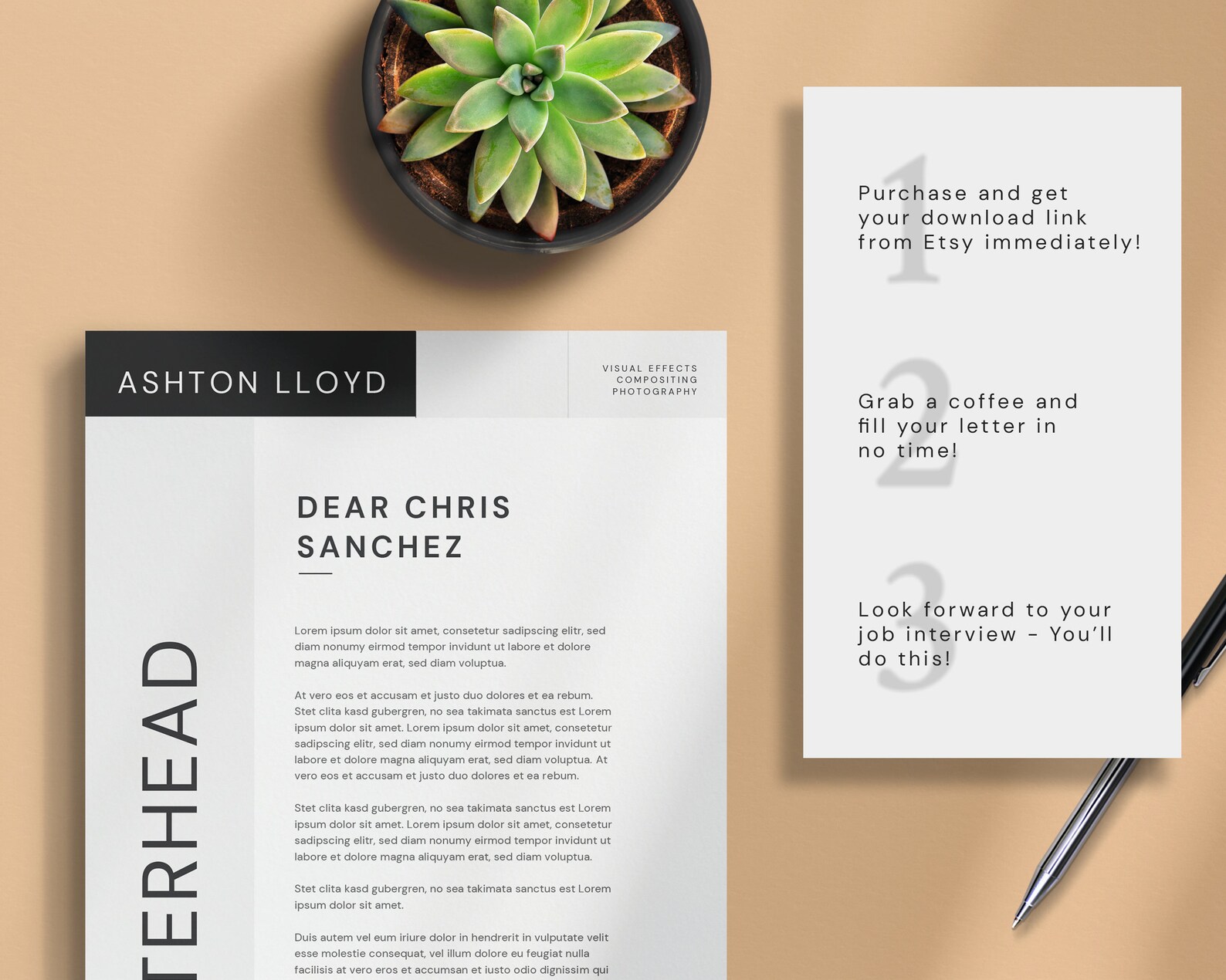 Cover Letter Template for Microsoft Word | A4 Size One Page Application ...
