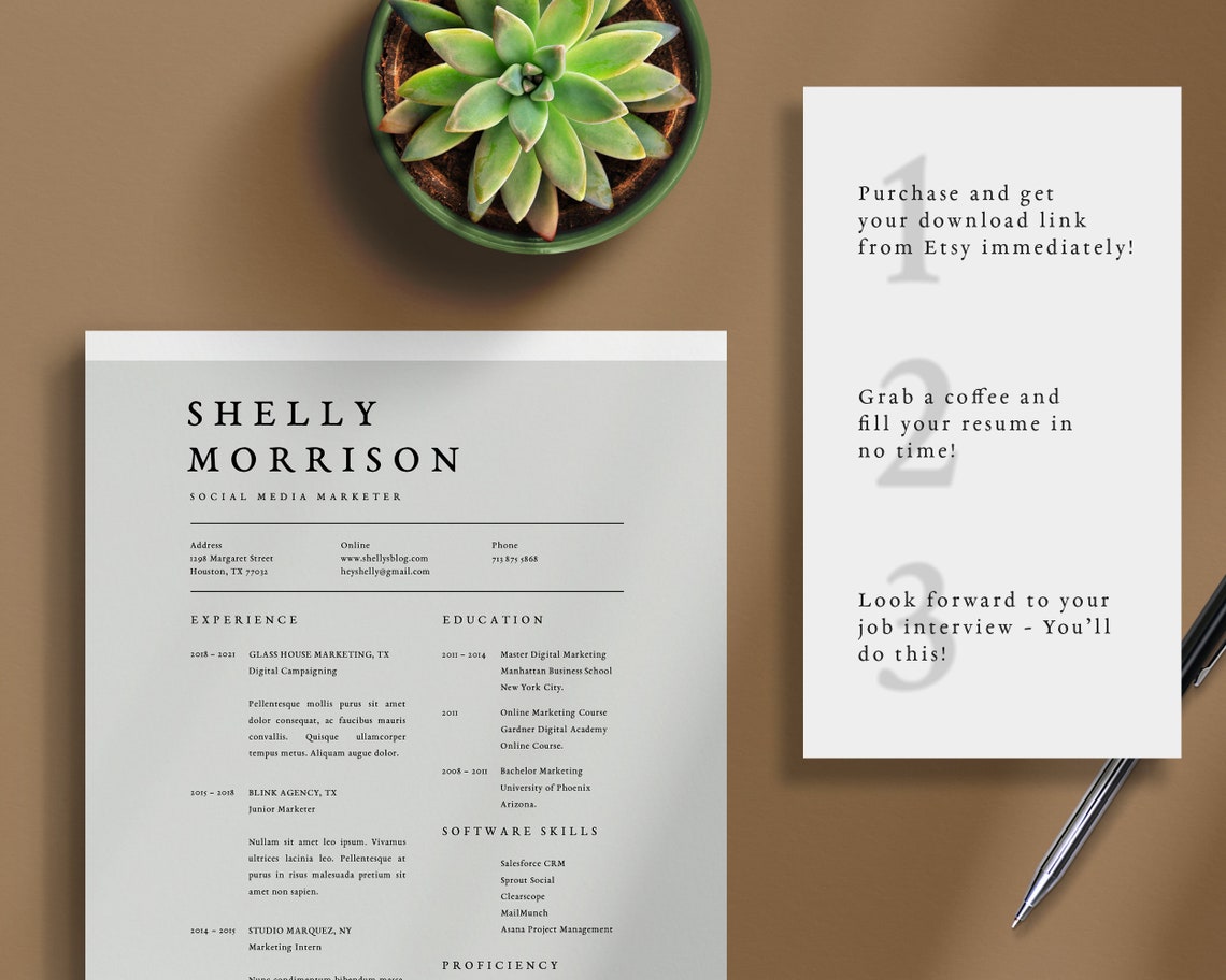 Professional Resume Template | Modern CV Template Word | 3 Page CV ...