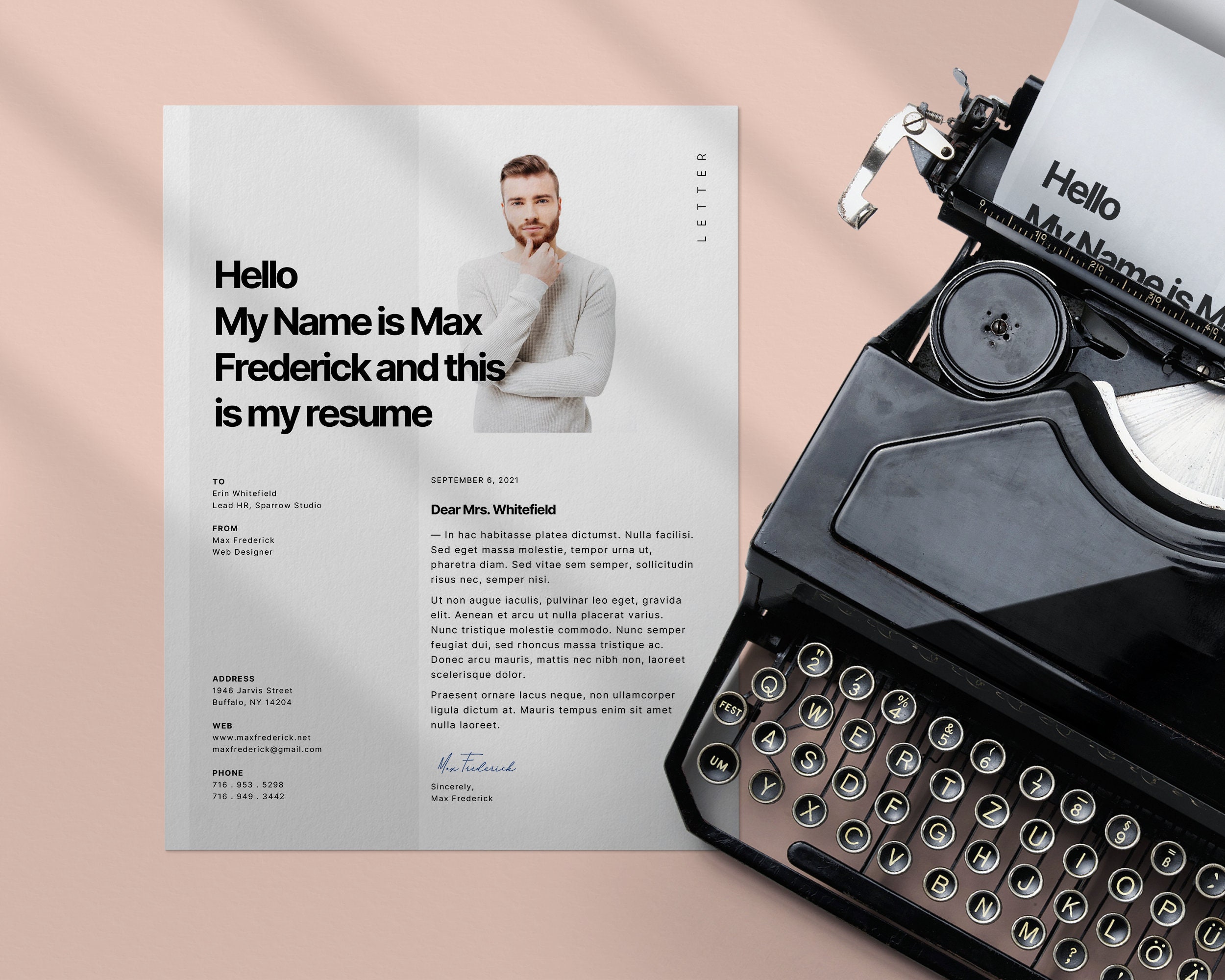 Professional Cover Letter Template With Photo | 1 Page US Letter Size ...
