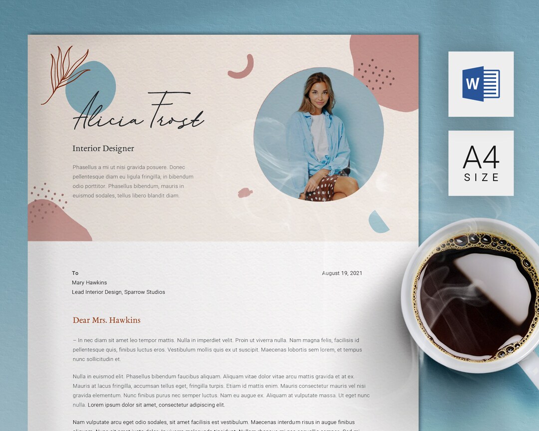 Cover Letter Template for Microsoft Word | A4 Size One Page Application ...