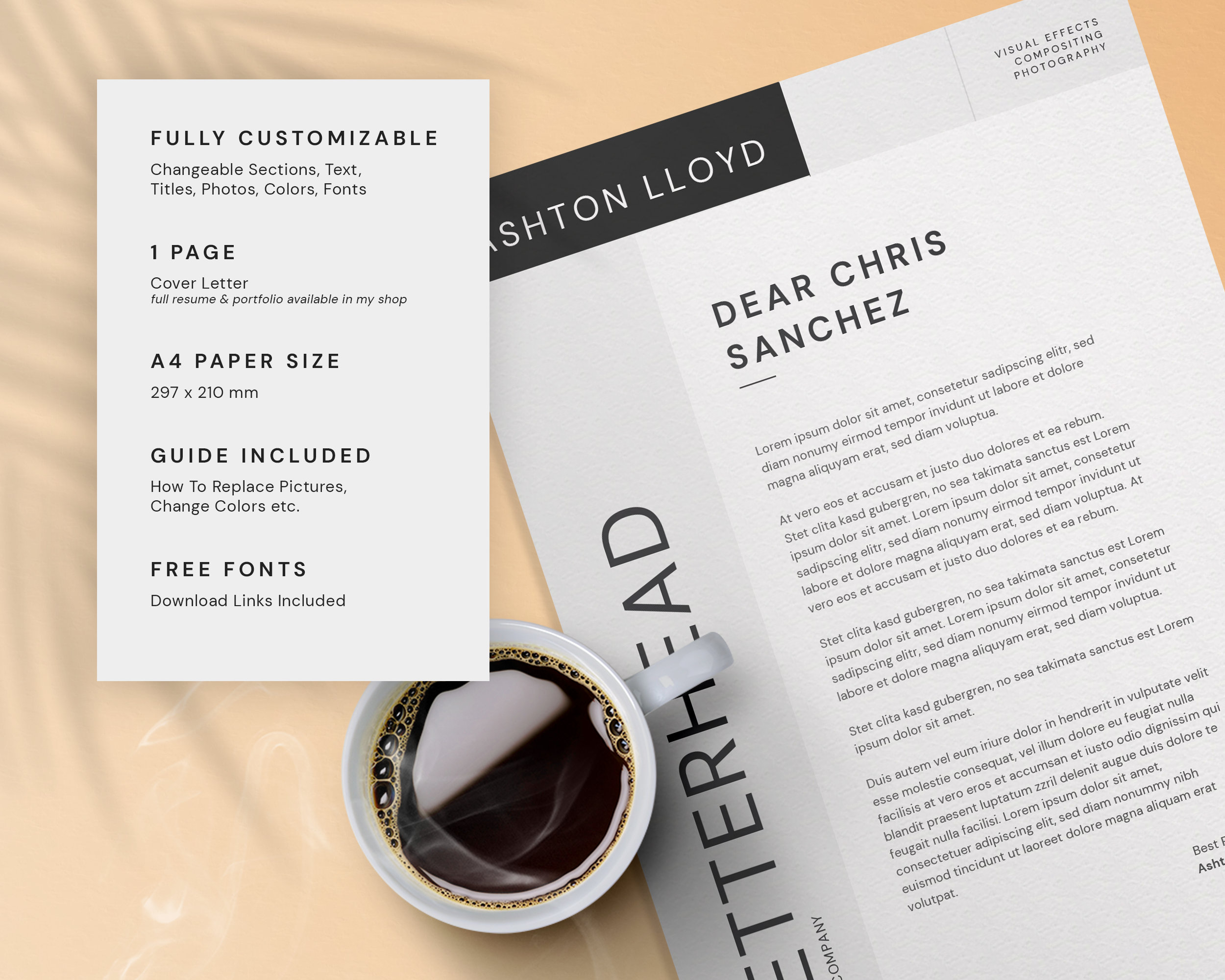 Cover Letter Template for Microsoft Word | A4 Size One Page Application ...