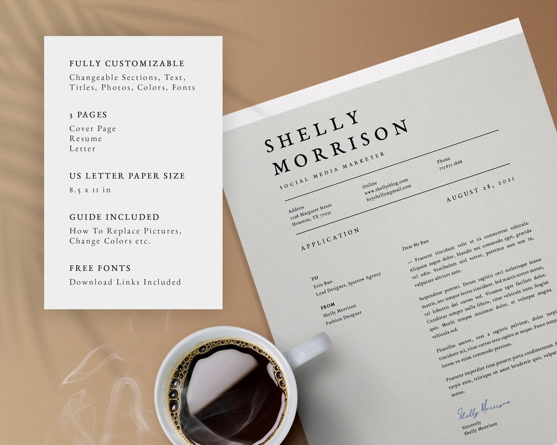 Professional Resume Template | Modern CV Template Word | 3 Page CV ...