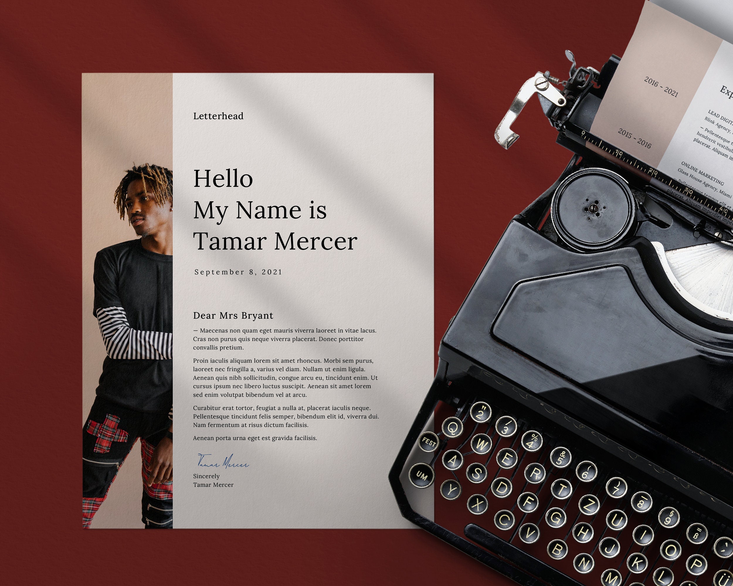 Professional Cover Letter Template With Photo | 1 Page US Letter Size ...