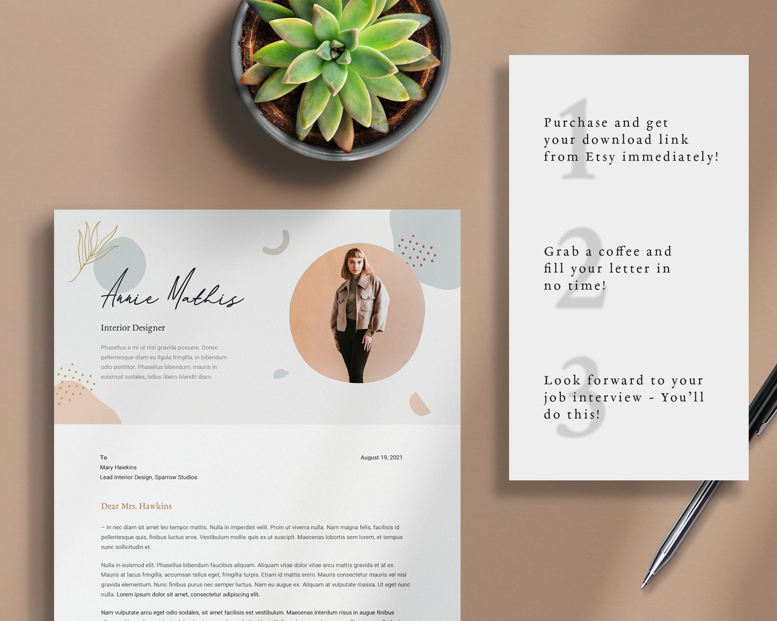 Cover Letter Template for Microsoft Word | A4 Size One Page Application ...