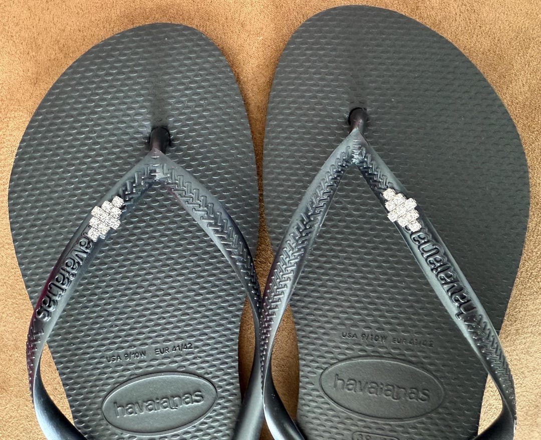 Original HAVAIANAS Flip Flops Women Slim With Silver Diamond and ...