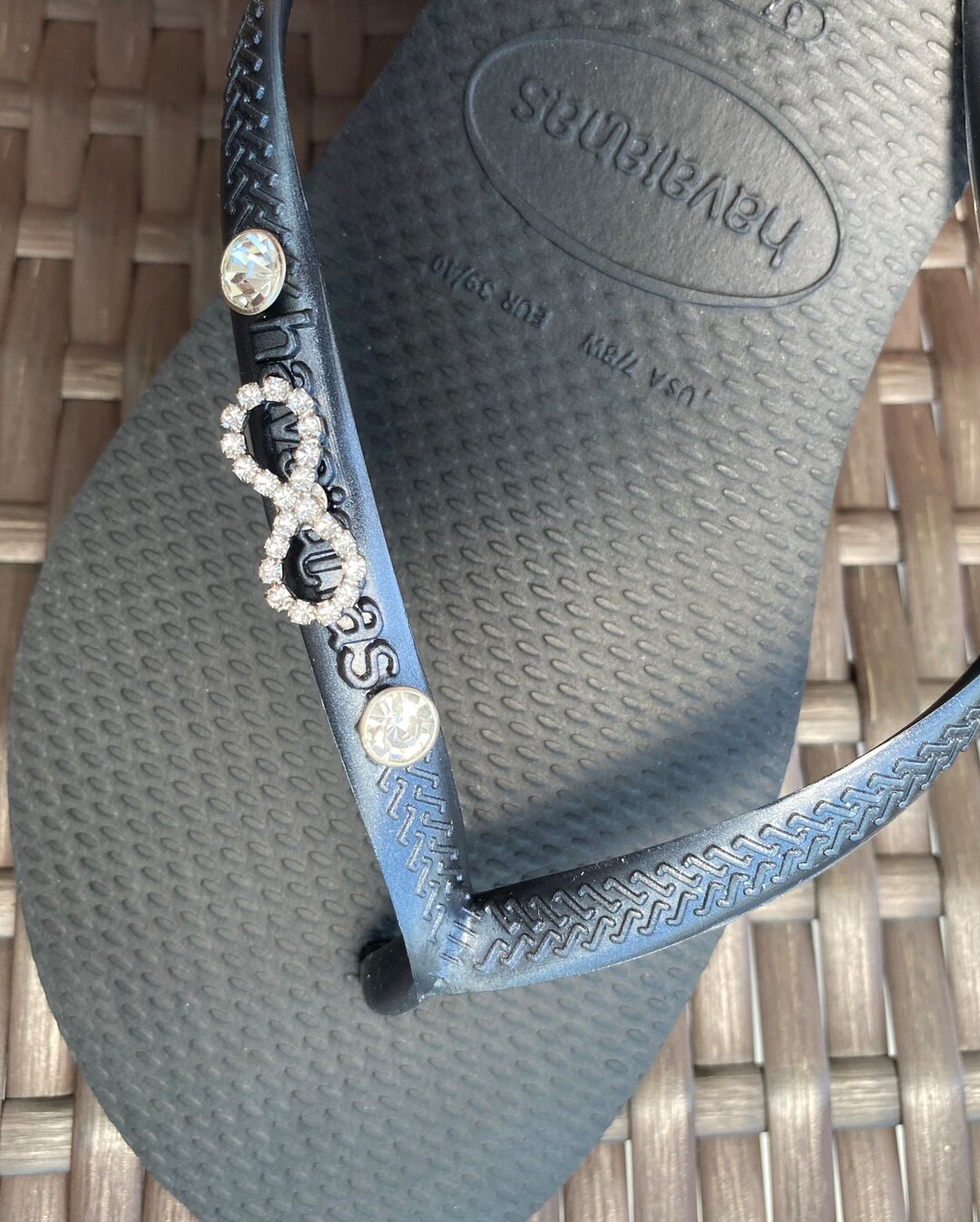 Original HAVAIANAS SLIM Flip Flops Personalized With Infinite Charm and Crystals - Etsy