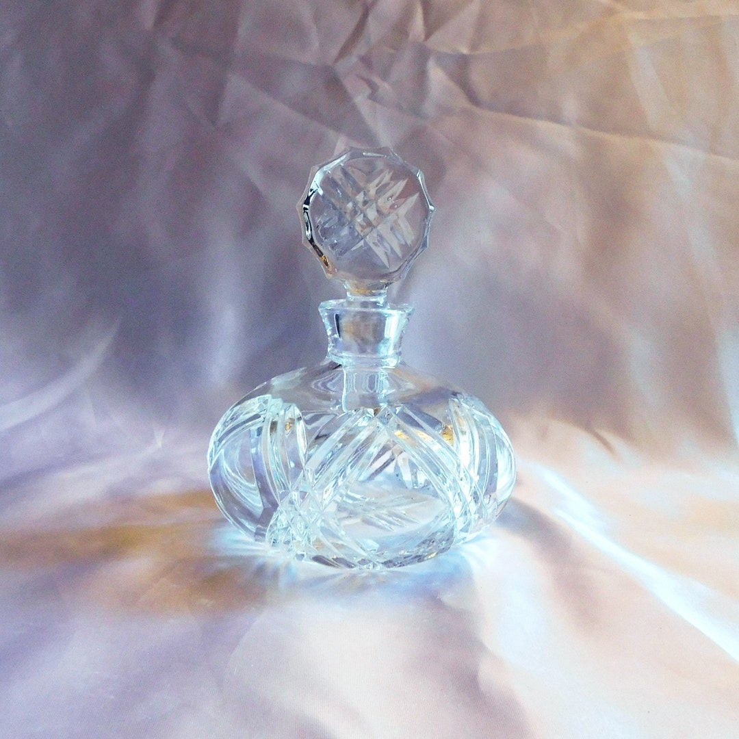 Round Cut Glass Perfume Bottle 22041 - Etsy