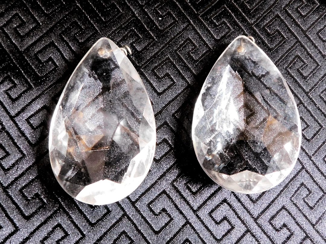 Pair of Two Large Crystal Drops, Chandelier Pieces, Prisms, # 22888 - Etsy