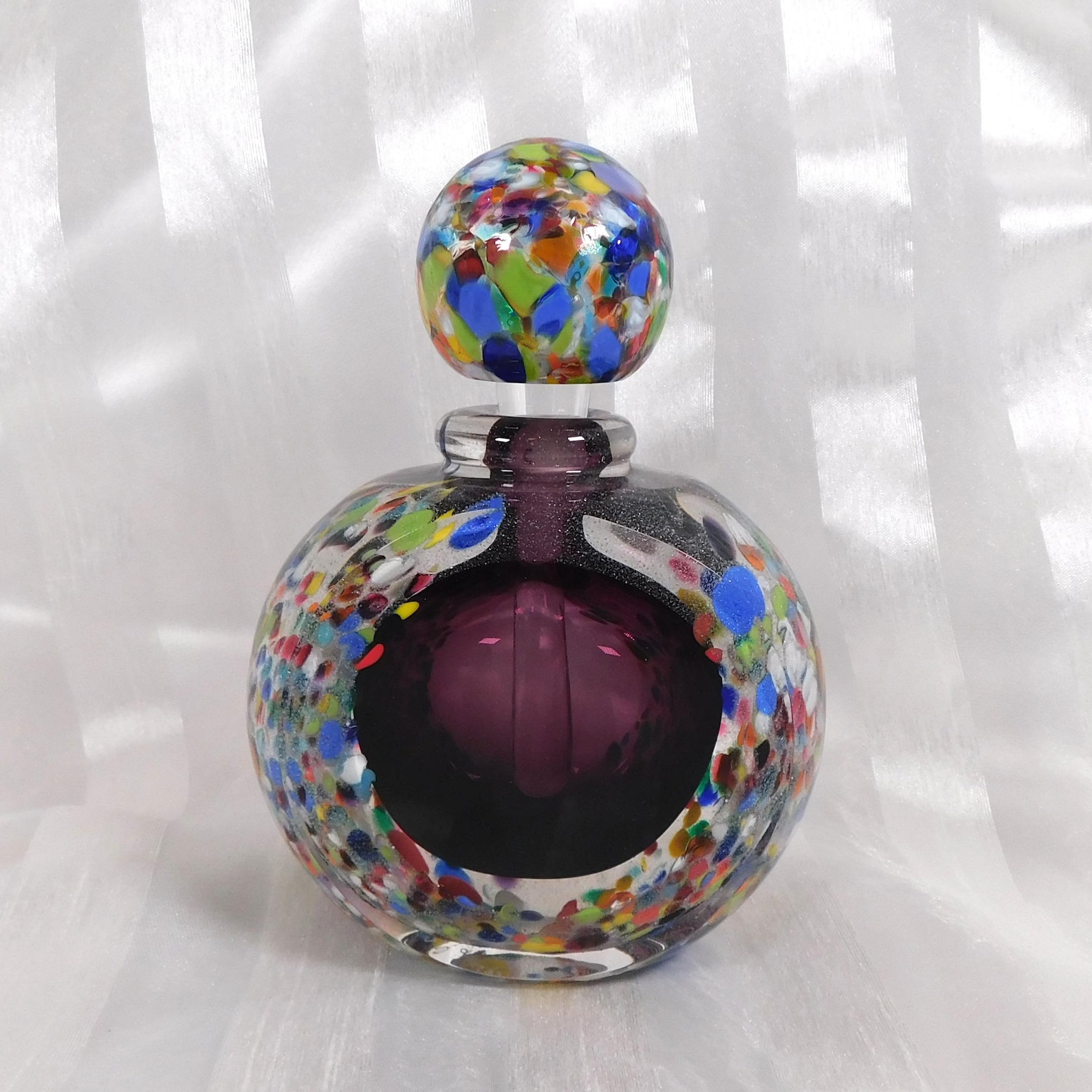 Signed Antonio Garcia Purple Cased in Multicolor Art Glass Perfume ...