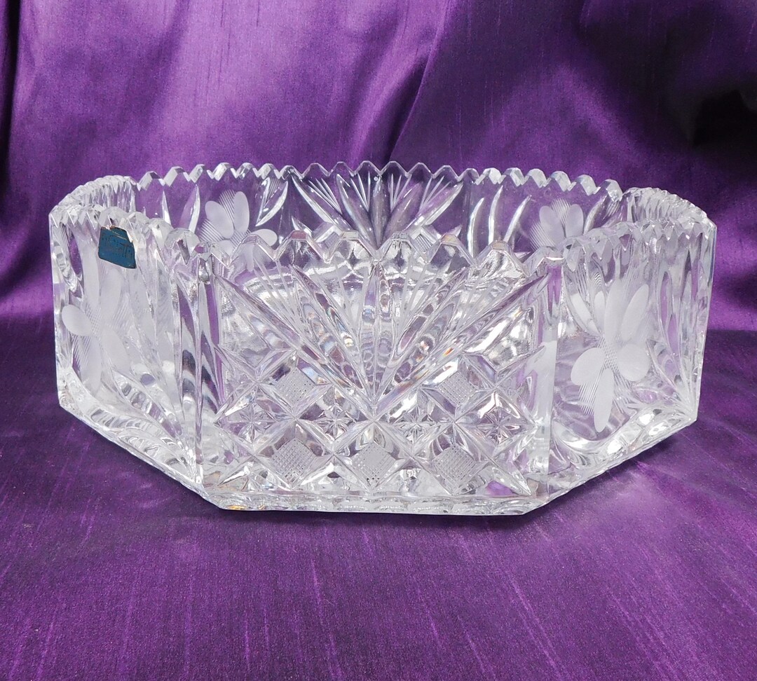 Violetta Heavy Eight Sided Cut Crystal Bowl From Poland # 26611 - Etsy