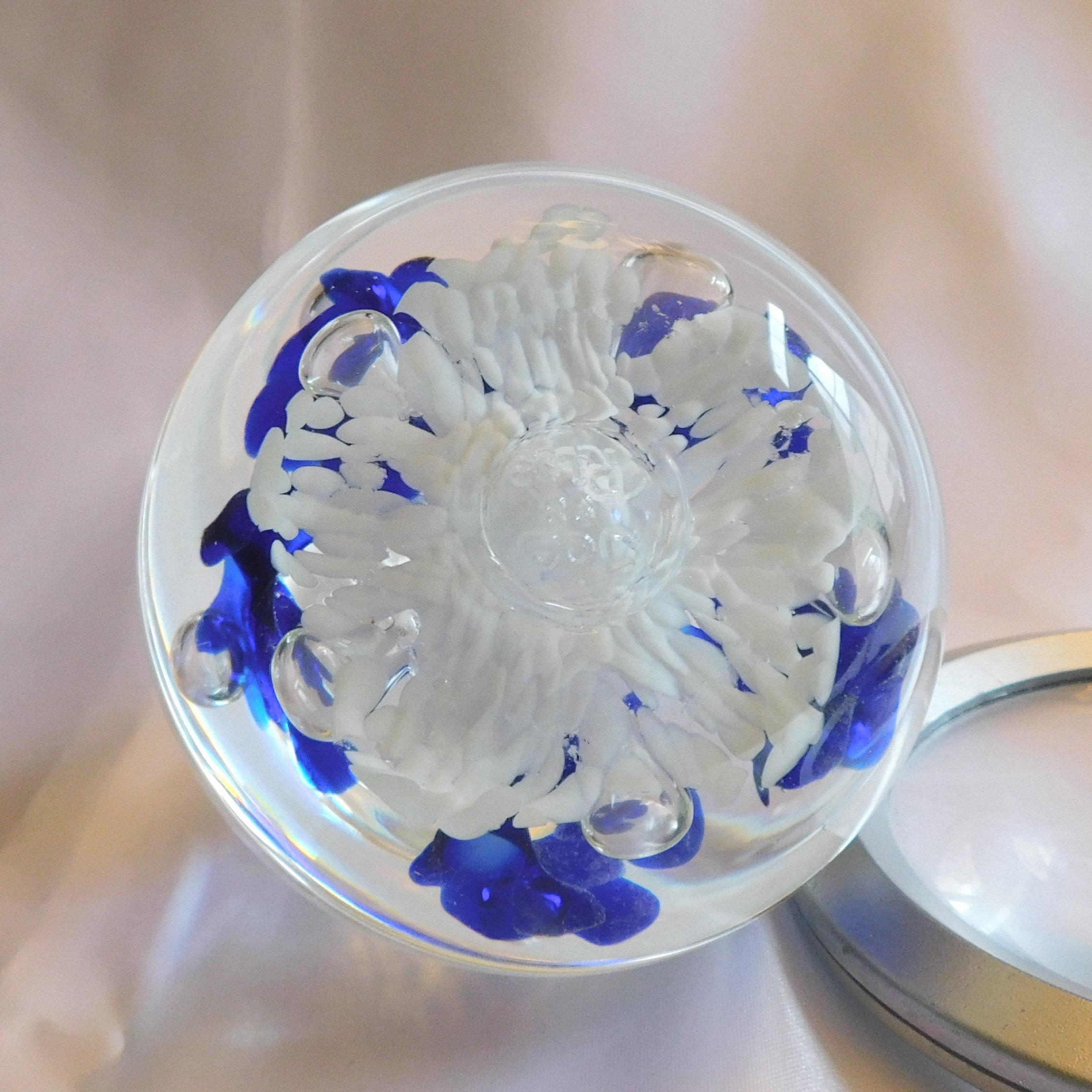 Joe Rice Blue and White Art Glass Perfume Bottle 22155 - Etsy