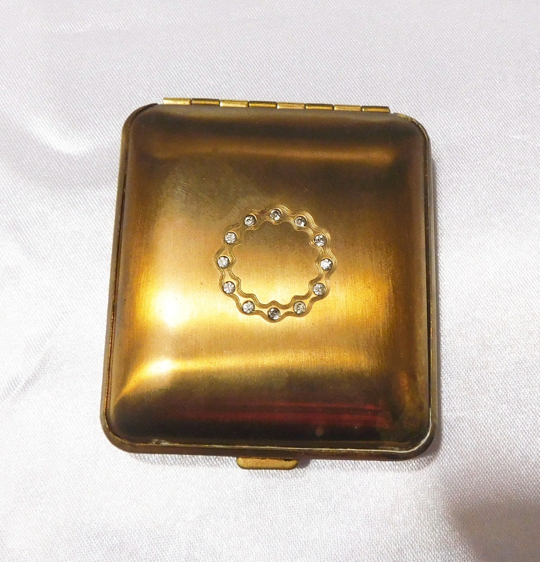 Mondaine Small Three Section Compact With White Stone Cover - Etsy