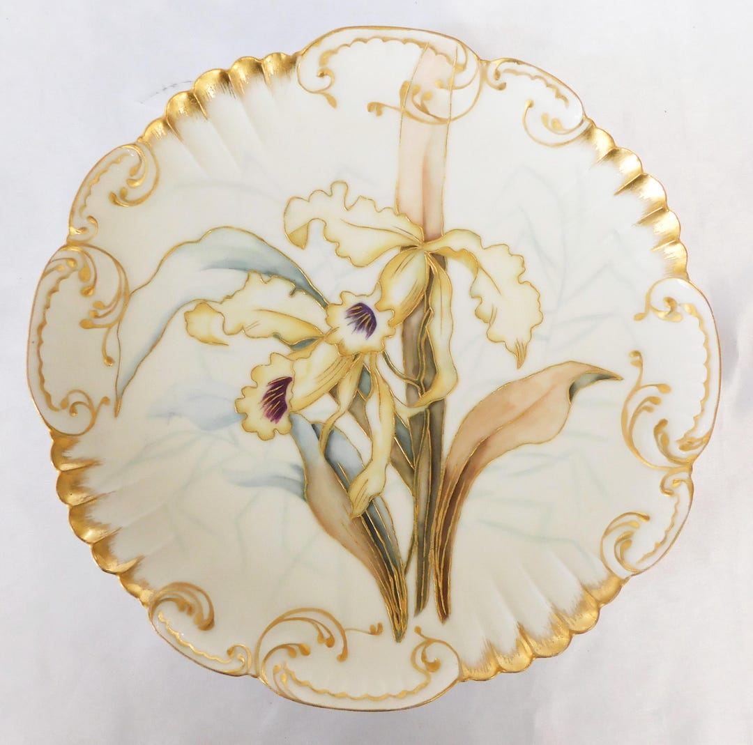 Hand Painted Flower Plate Made in France # 6614 - Etsy