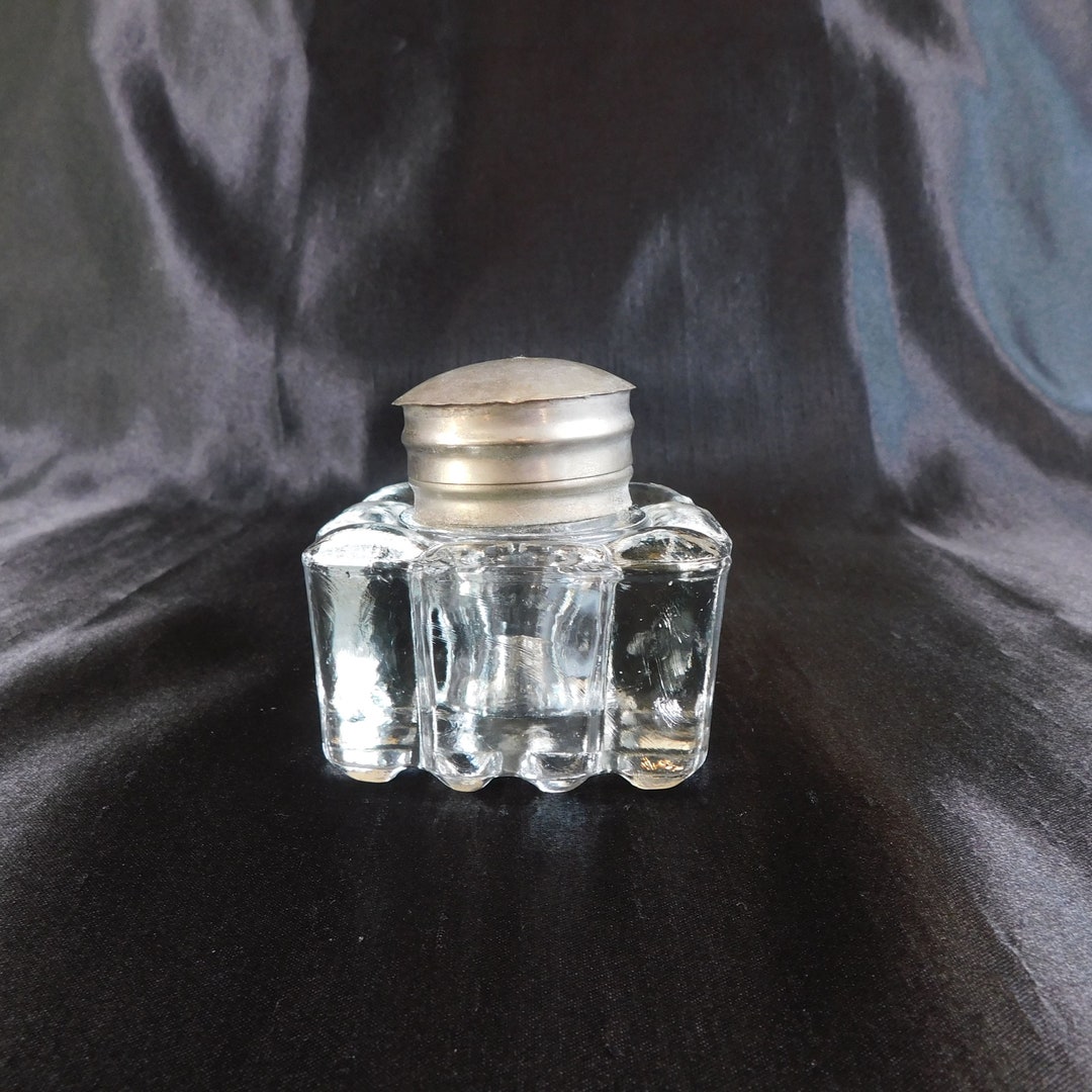 Glass Inkwell With Metal Lid 22603 - Etsy