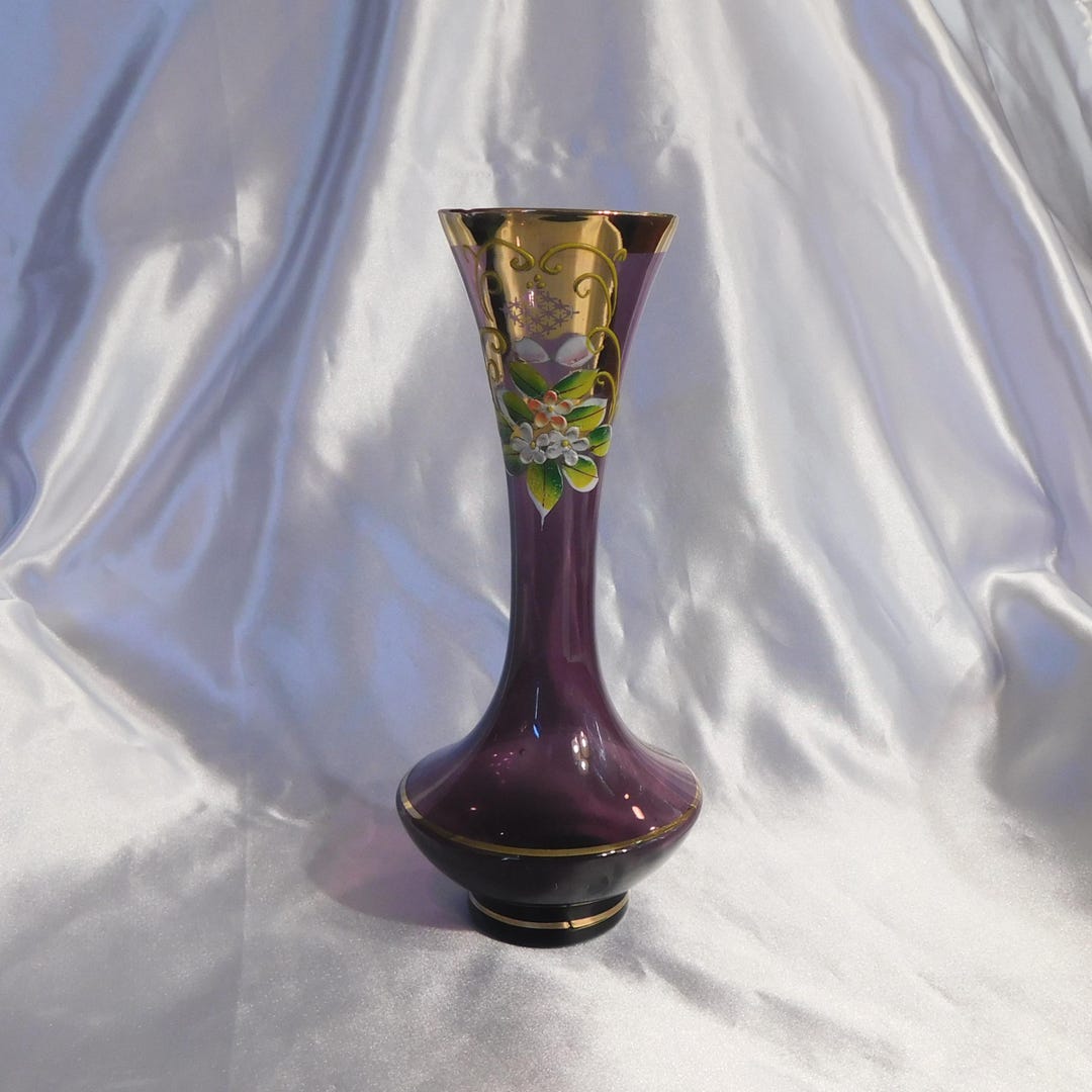 Purple Bud Base With Gold Trim and Dimensional Flowers # 21298 - Etsy