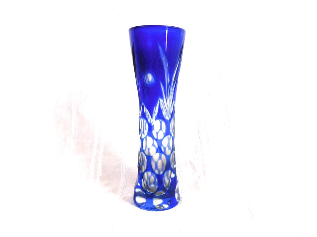 Slender Blue Cut to Clear Vase 24509 - Etsy Australia