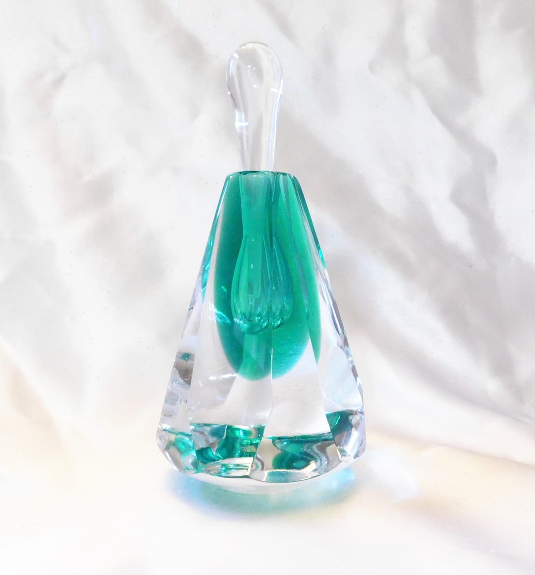 Emerald Green Maytum Studios Cut Crystal Signed Perfume Bottle # 4158 ...