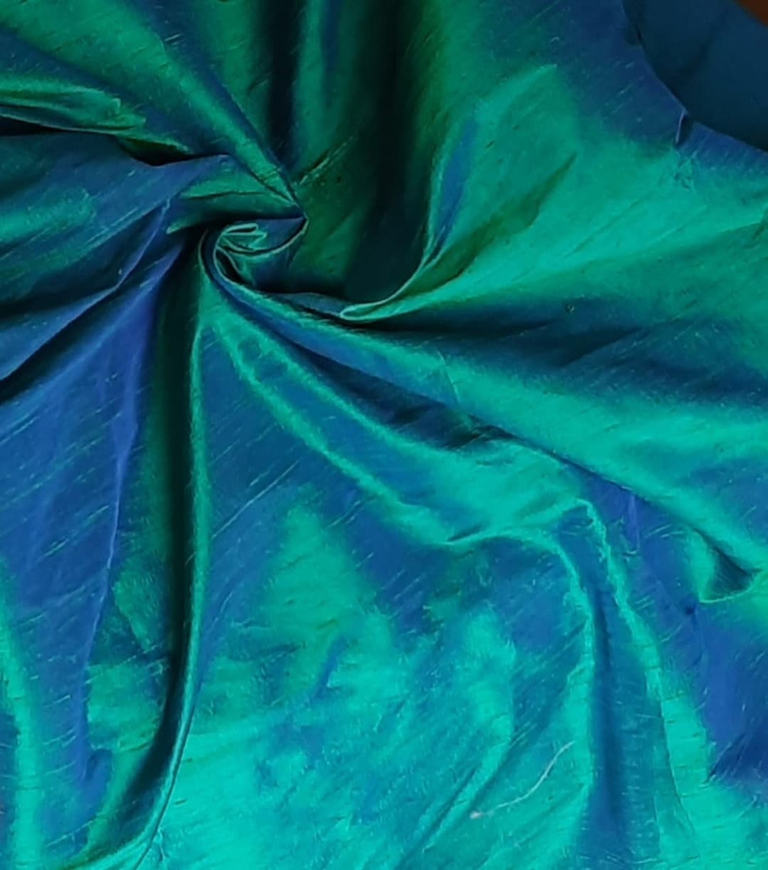 Peacock Green Poly Dupioni, Silk Dupioni Fabric by the Meter, Royal ...