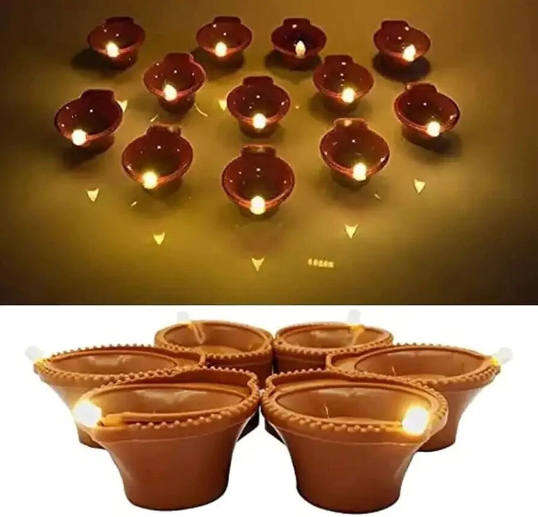 LED Water Sensor Diyas, Pack of 12/24 Diyas, Water Magic Diya Reusable ...