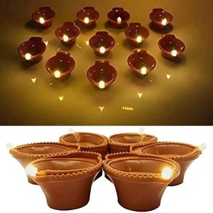 LED Water Sensor Diyas, Pack of 12/24 Diyas, Water Magic Diya Reusable ...