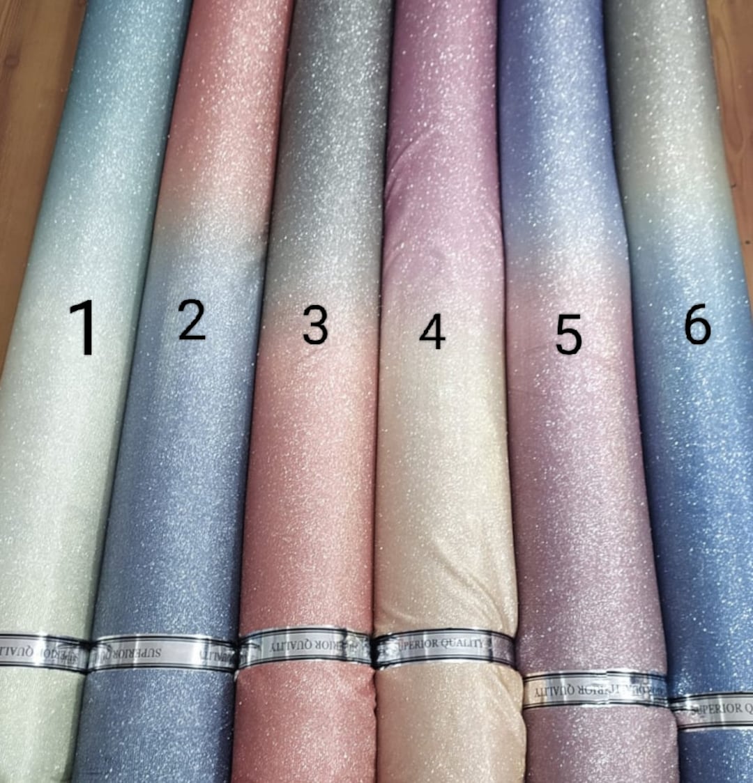 Rose Pink Shimmer Fabric by the Yard Strech Glitter Fabric, Luxury ...
