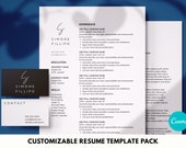 Canva Chic Resume Template Pack Logo Modern Simple CV - Etsy
