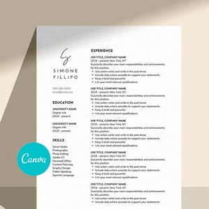 Canva Chic Resume Template Pack Logo, Modern Simple CV Downloadable ...