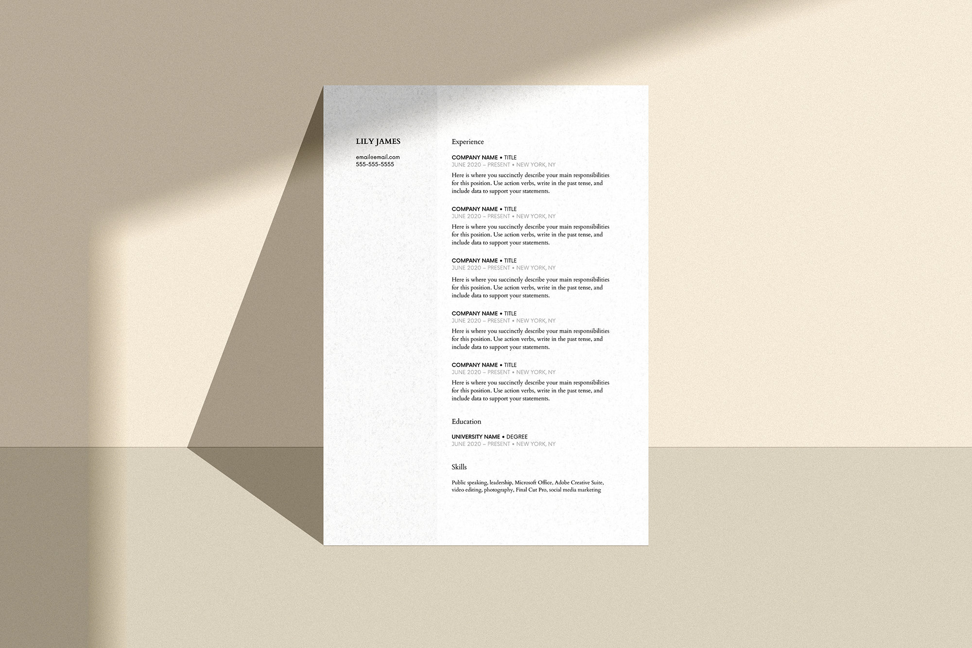 Canva Professional Resume Template Pack Modern Simple CV - Etsy