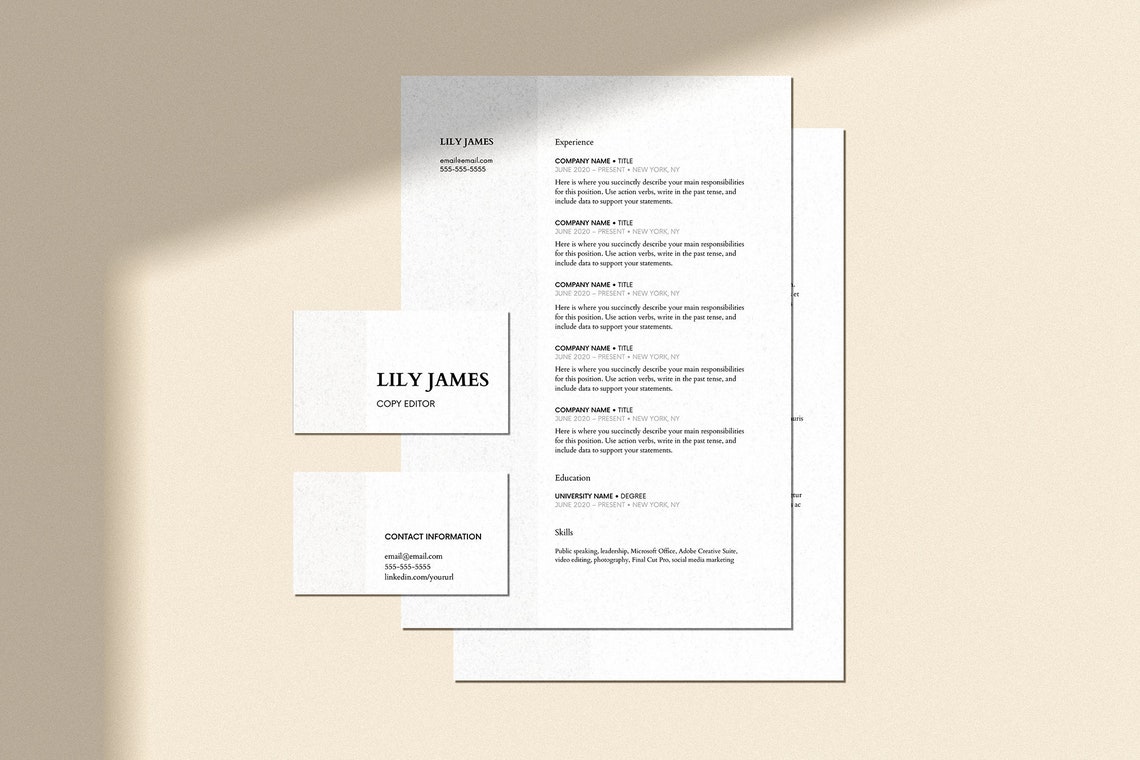 Canva Professional Resume Template Pack, Modern Simple CV Downloadable ...