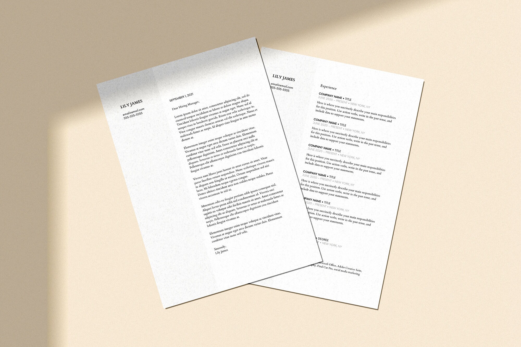 Canva Professional Resume Template Pack Modern Simple CV - Etsy