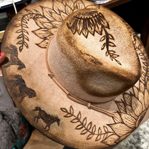 Made to Order Burned Wide Brim Hat - Etsy