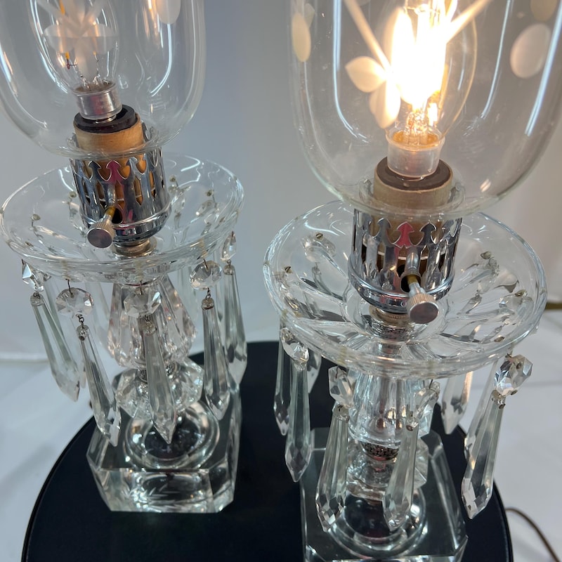 Vintage Crystal Lamps Pair - Etsy
