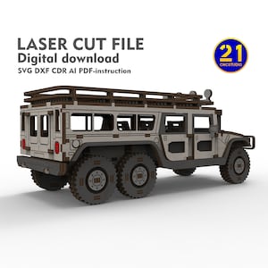 DIY SUV H1 6 Wheels Model Laser Cut File - 1/24 Scale Military SUV Dxf ...