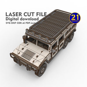 DIY SUV H1 6 Wheels Model Laser Cut File - 1/24 Scale Military SUV Dxf ...