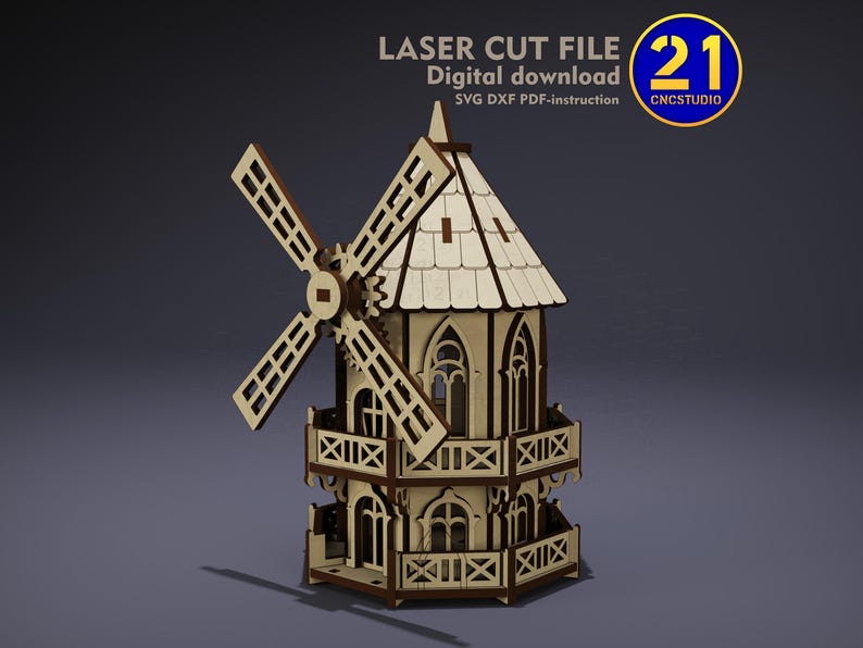 Lighthouse + Windmill Plant Stake Set | 3D Laser Cut Files SVG DXF ...