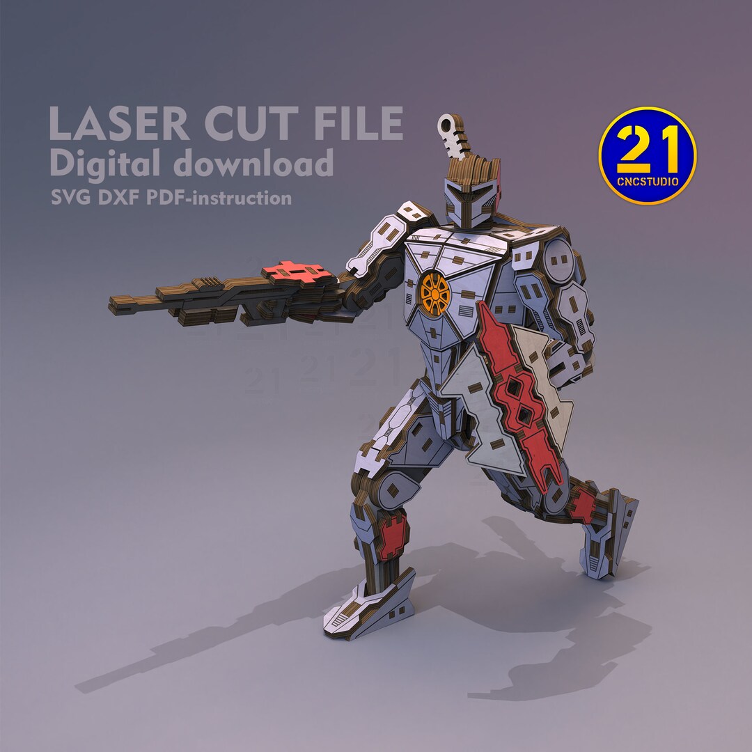 Laser Cut Jaeger Robot Model: Movable Parts, 3D Puzzle (SVG, DXF, PDF Instructions) - Etsy